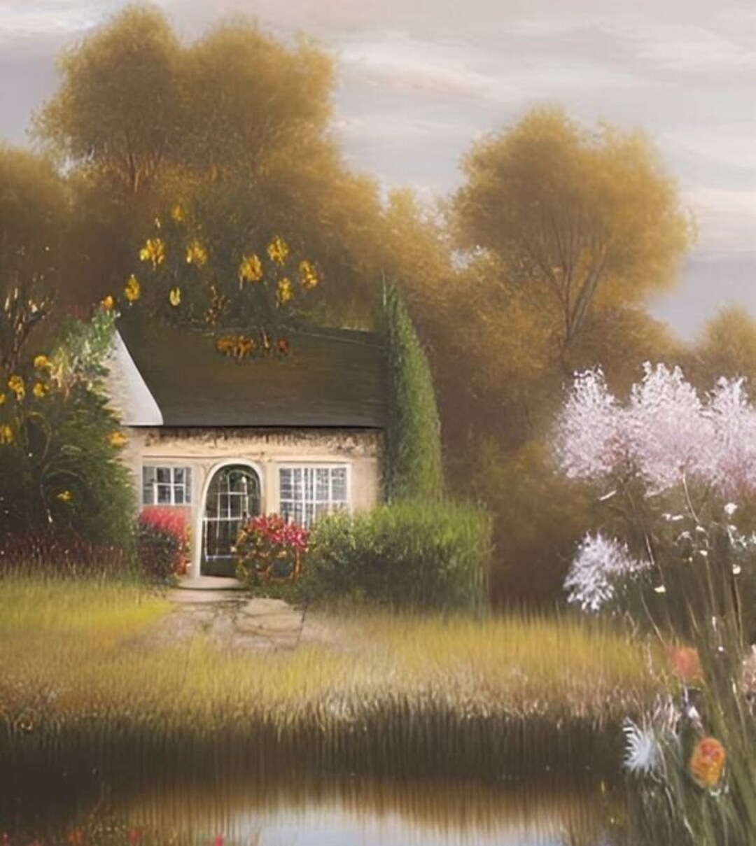 Cozy Cottage | Digital Art Print | Landscape Art | Nature Art ...