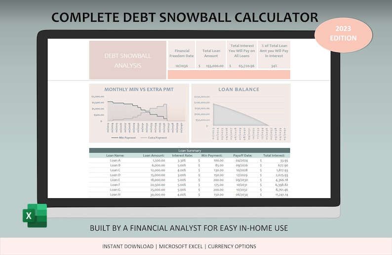 Complete Debt Snowball Calculator Excel Spreadsheet - Etsy