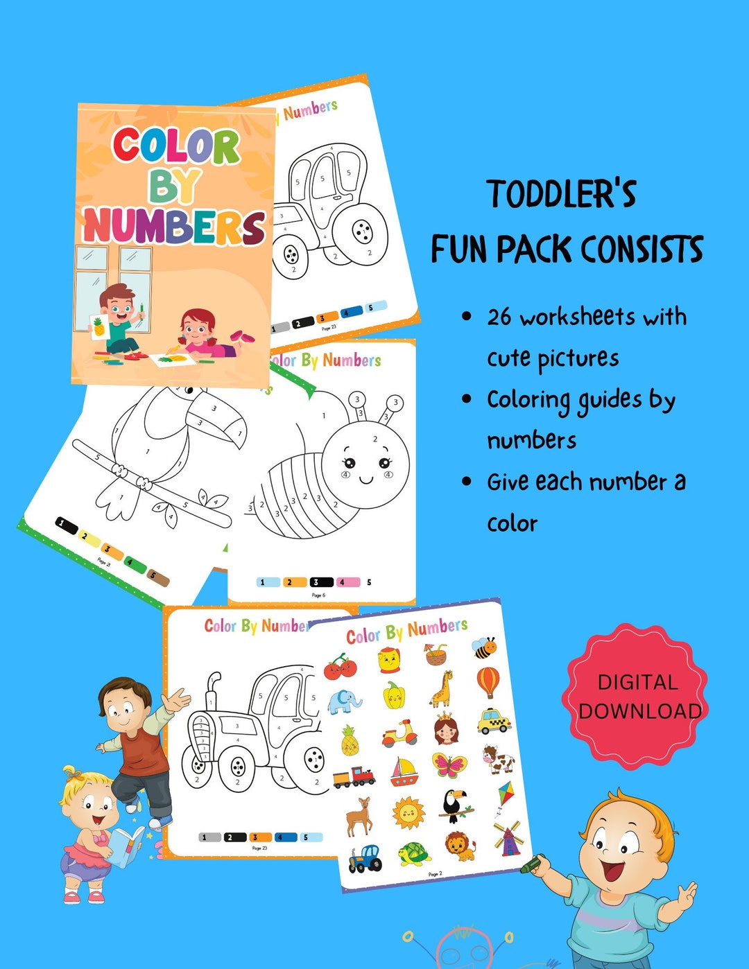 Color By Numbers Worksheet For Kids Fun Preschool Activities color-by-numbers-worksheet-for-kids-fun-preschool-activities