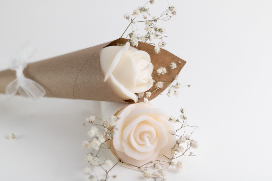 Flower Candle Bouquet| Rose Candle Bouquet| Wedding Candle Favor Gift ...