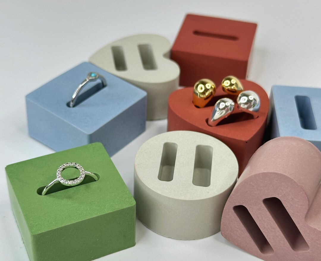 Cement Ring Holder Set of 2 Heart Ring Holder Ring Holder Different ...