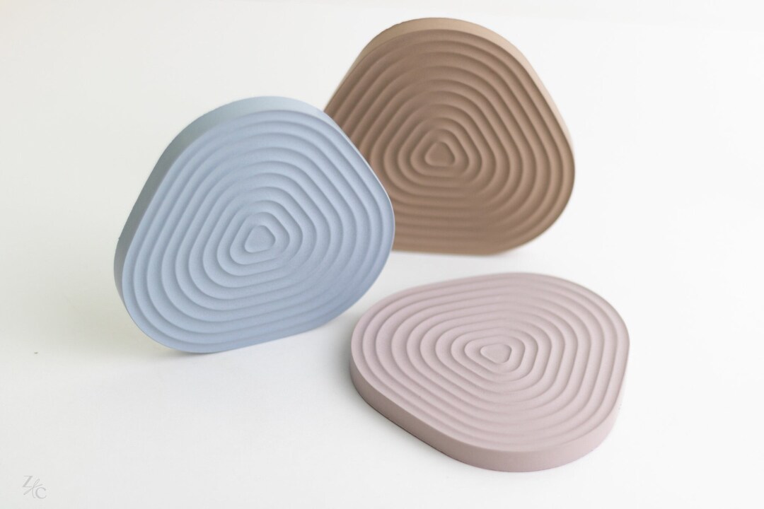 Ribbed Cement Coaster| Striped Pallet Coaster Set| Decorative Cement ...