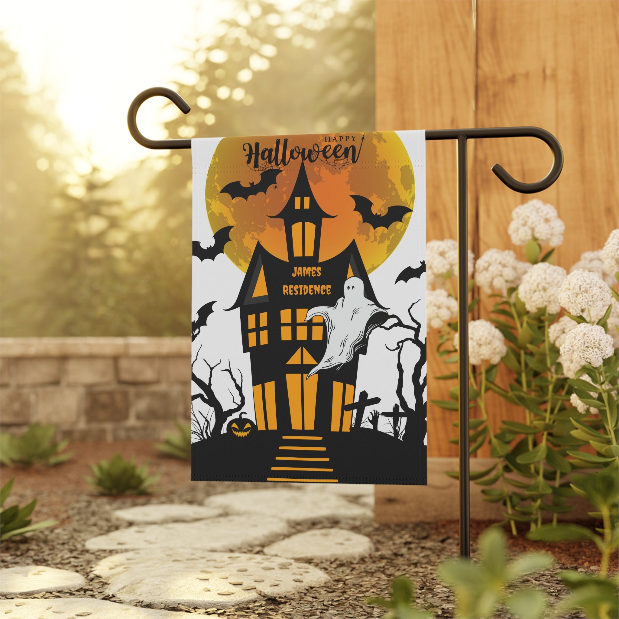 Custom Halloween Flag, Spooky House Flags, Personalized Haunted House ...