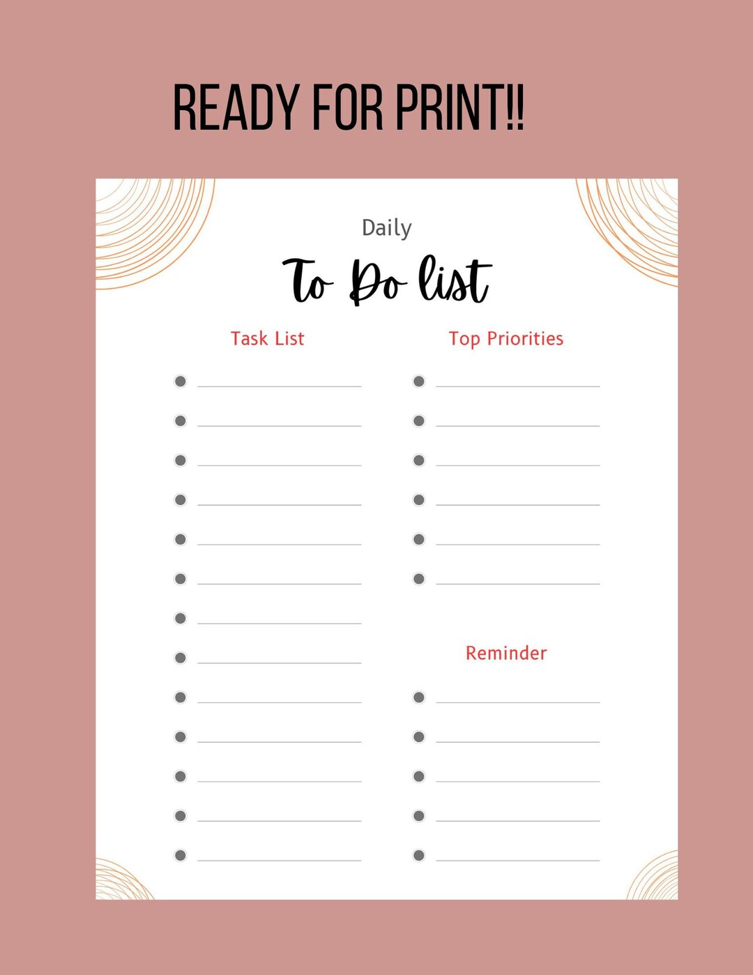 Daily to Do List Overview Template Printable Image Overview Template ...