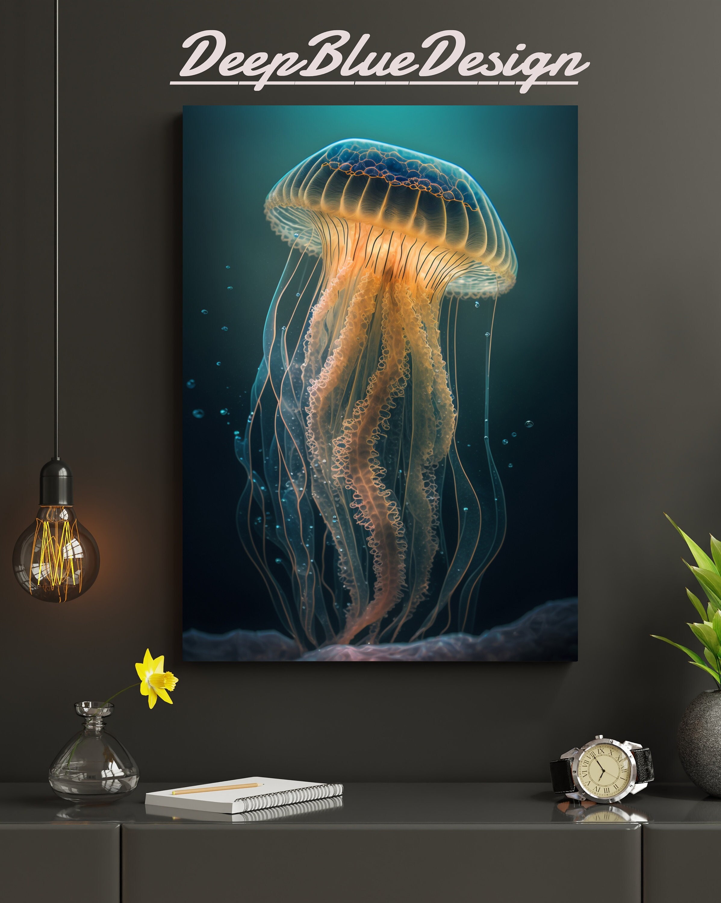 Jellyfish Wall Art, Jellyfish Printable Art, Digital Gift - Etsy