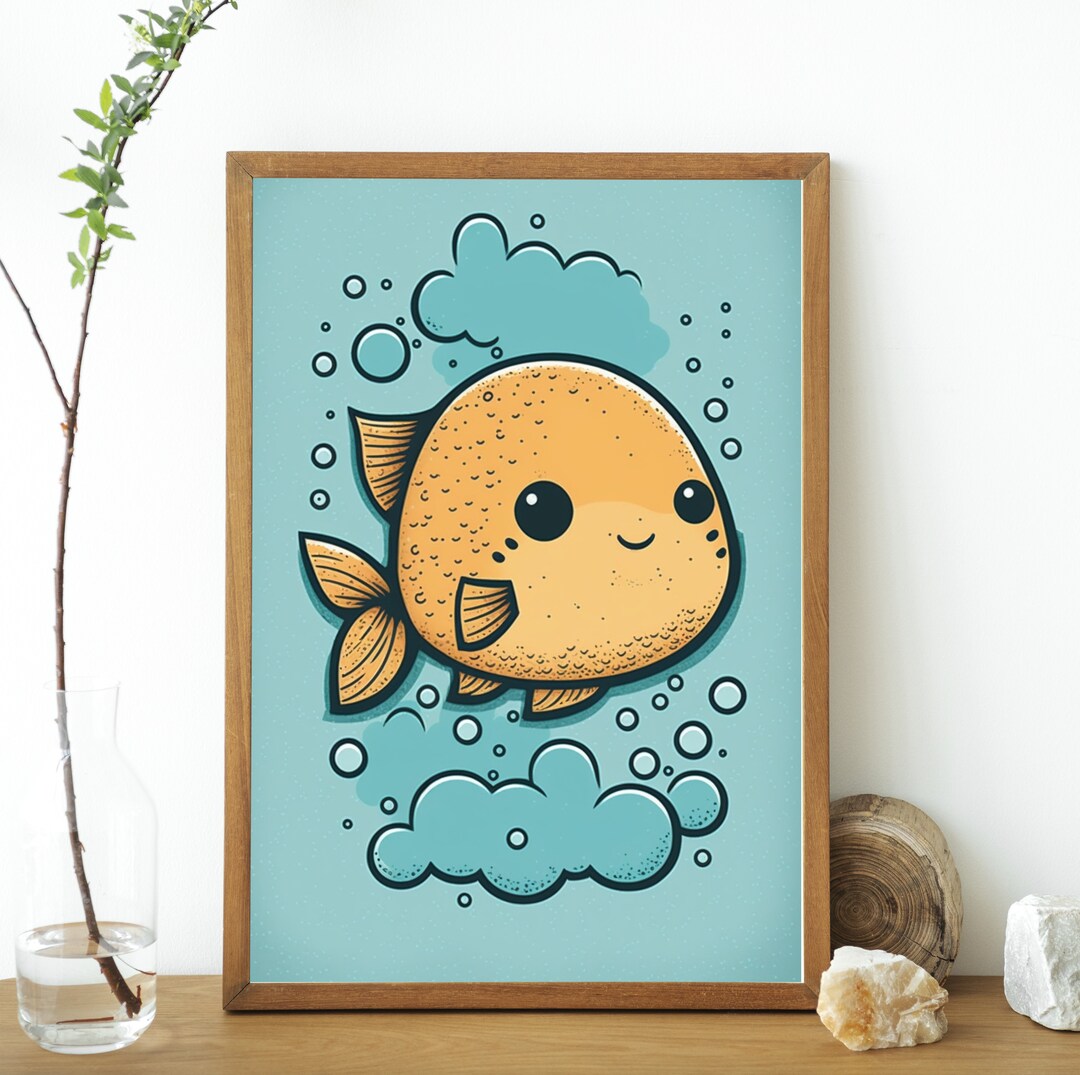 Cartoon Fish Wall Art Cute Baby Fish Downloadable Print - Etsy