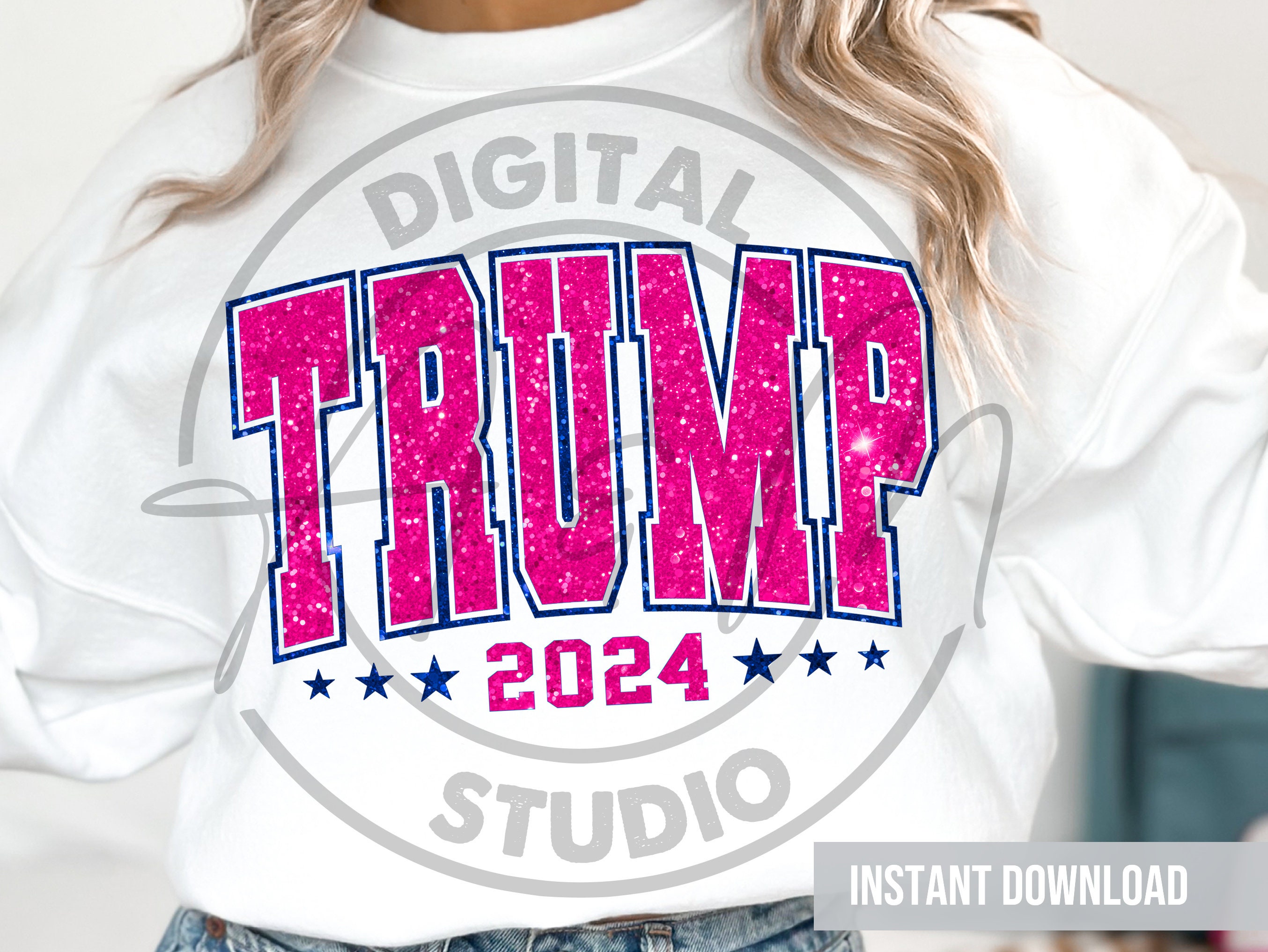 Faux Glitter Hot Pink Trump 2024 PNG for Sublimation or DTF, Campaign ...