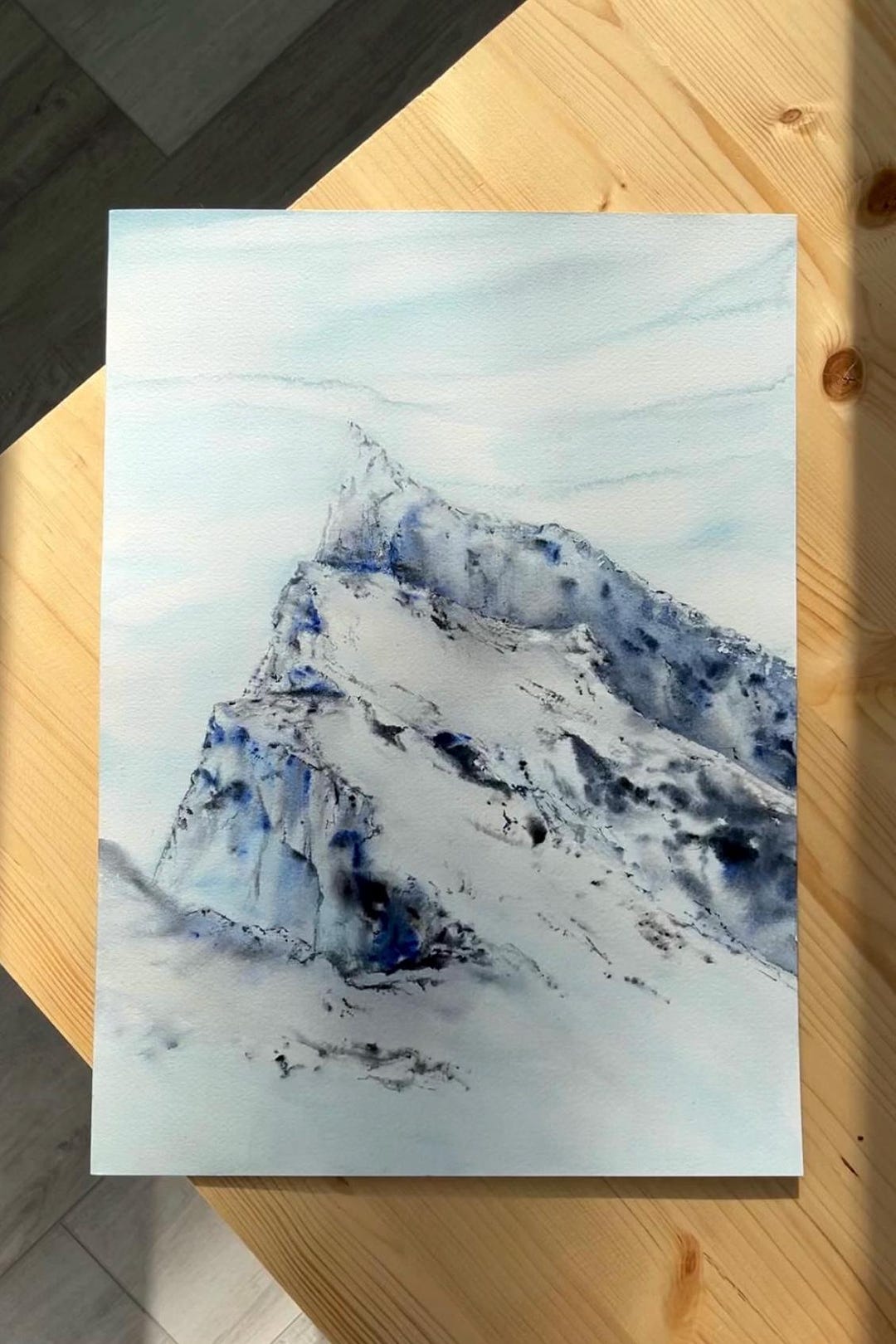 Snowy Mountain Painting, Mountain Range, Winter Scene Painting ...