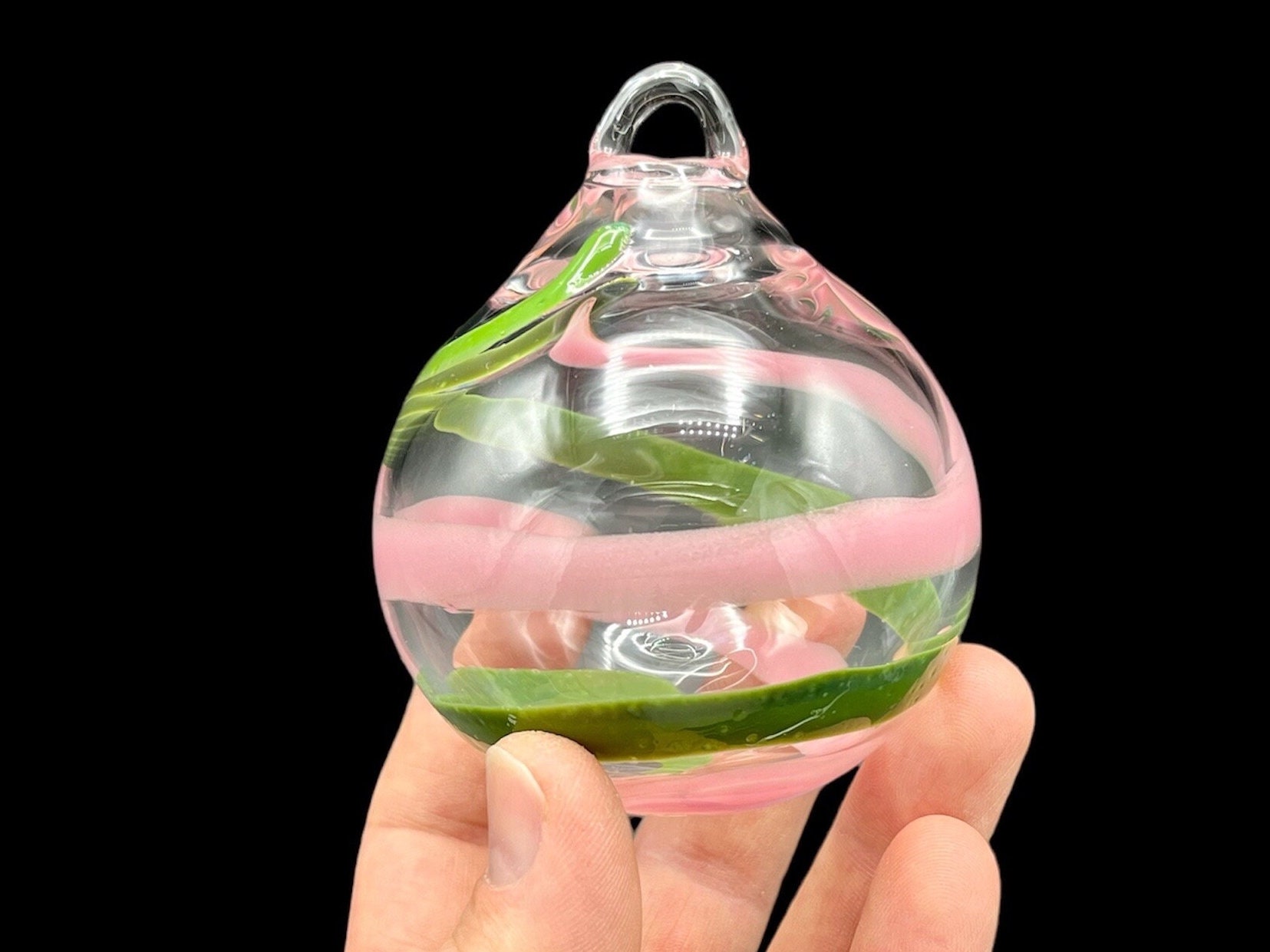 Hand Blown Glass Orb Glass Art Glass Ornament Pink and - Etsy
