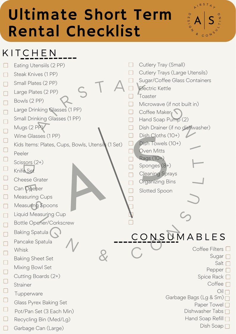 Short Term Rental Setup Checklist condo - Etsy