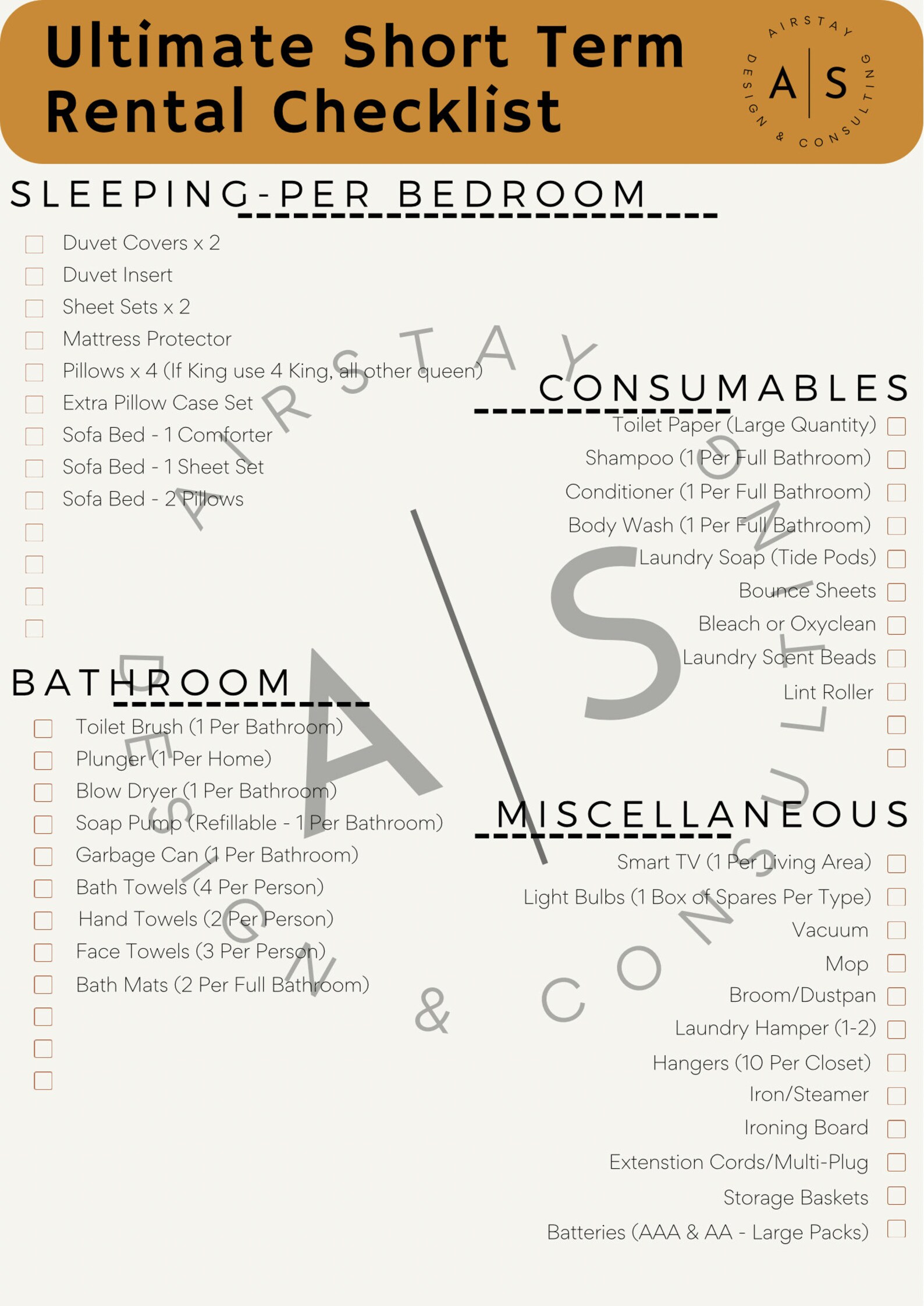 Short Term Rental Setup Checklist condo - Etsy