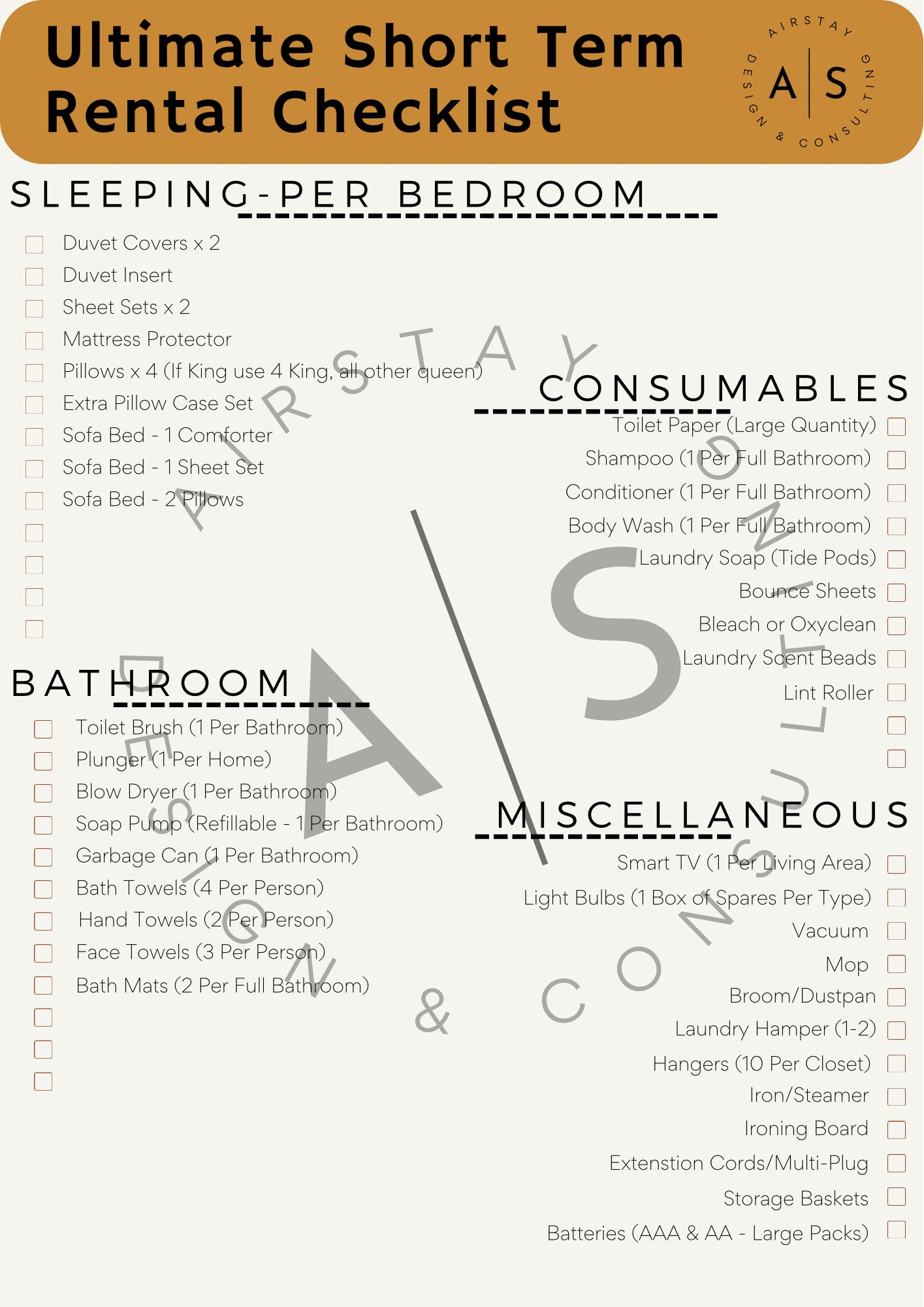 Short Term Rental Setup Checklist condo - Etsy