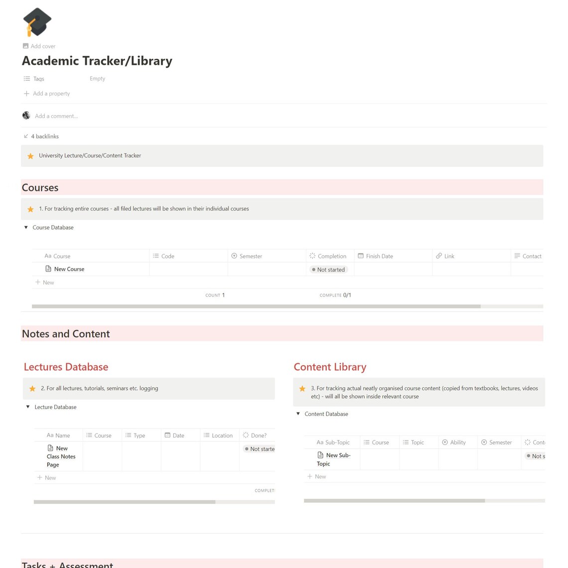 Notion Class, Content and Assessment Tracker for College/school/uni ...