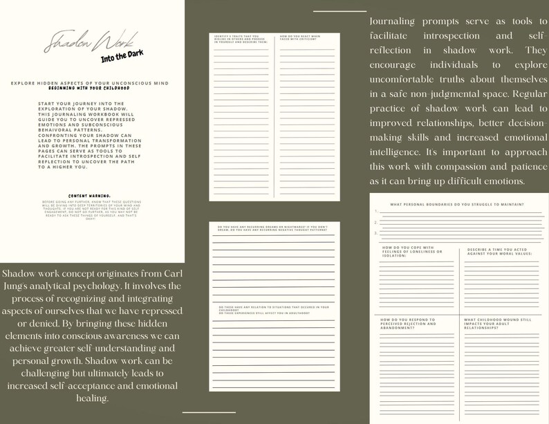 Shadow Work Journaling Guidebook for Deep Introspection and Reflection ...
