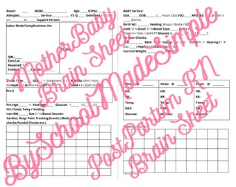 Mother Baby Nurse Report Sheet Postpartum Nurse Brain Mom and Baby ...