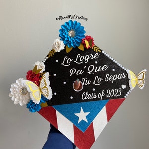 Personalized Puerto Rico Flag Graduation Cap Topper, Custom Butterfly ...