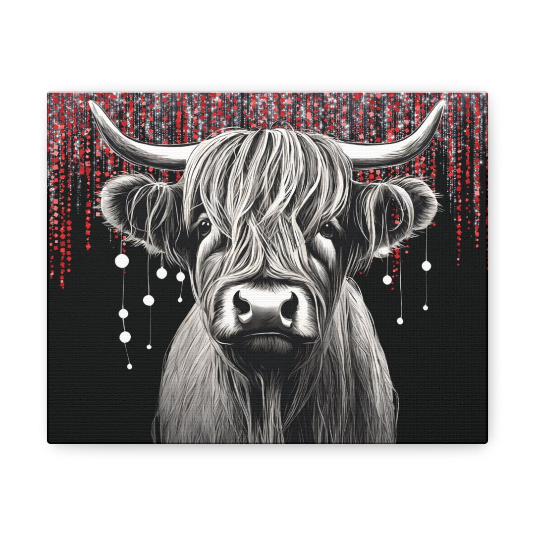 Highland Cow Pencil Sketch Print on Canvas Gallery Wraps - Etsy