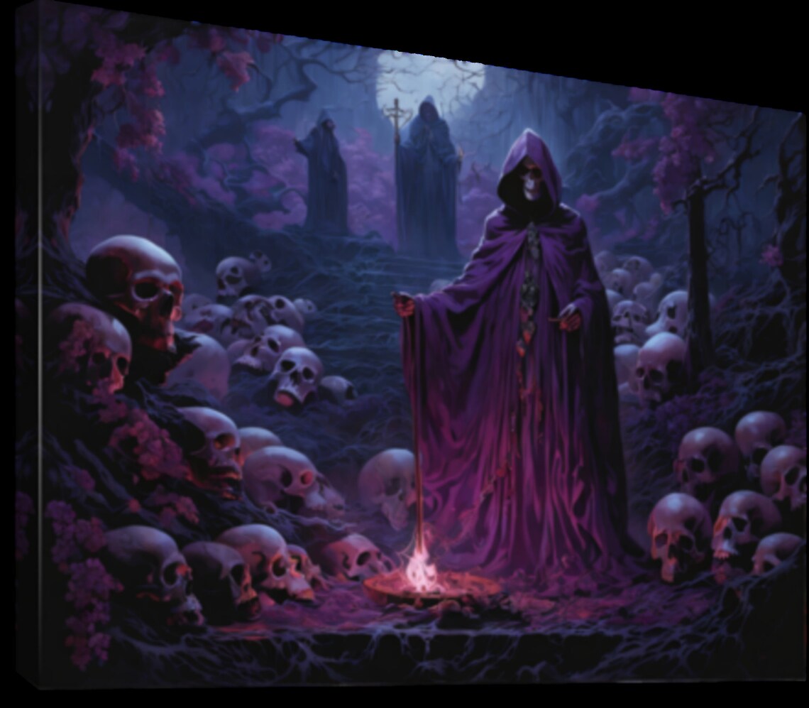 Skulls in Purple Robe Art Digital Download Dark and Detailed Macabre ...
