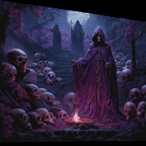 Skulls in Purple Robe Art Digital Download Dark and Detailed Macabre ...