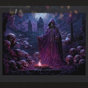 Skulls in Purple Robe Art Digital Download Dark and Detailed Macabre ...