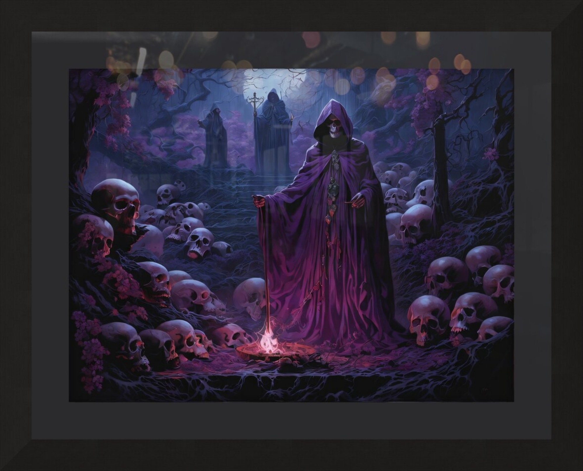 Skulls in Purple Robe Art Digital Download Dark and Detailed Macabre ...