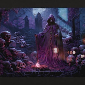Skulls in Purple Robe Art Digital Download Dark and Detailed Macabre ...