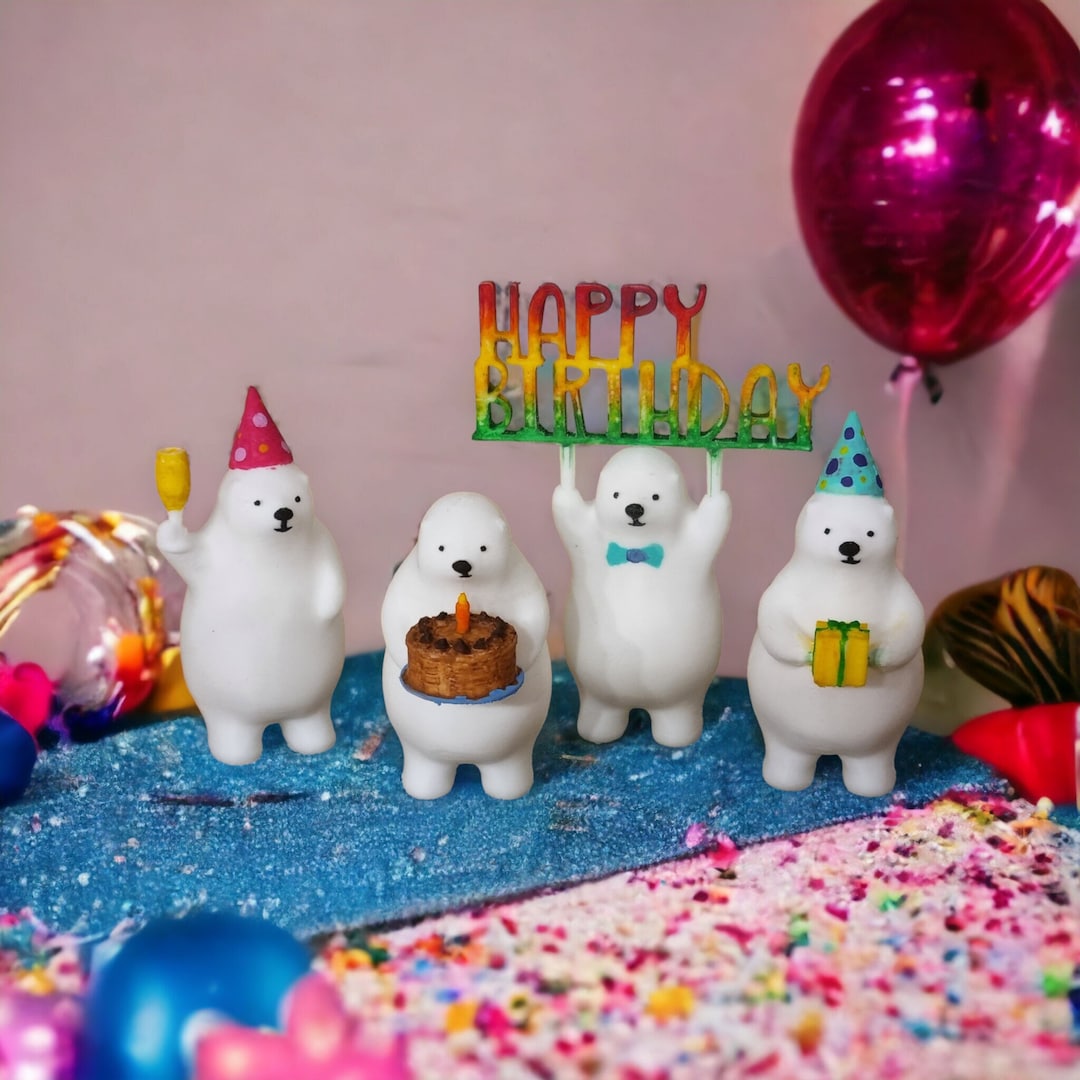 Happy Birthday Polar Bear Figures - Etsy