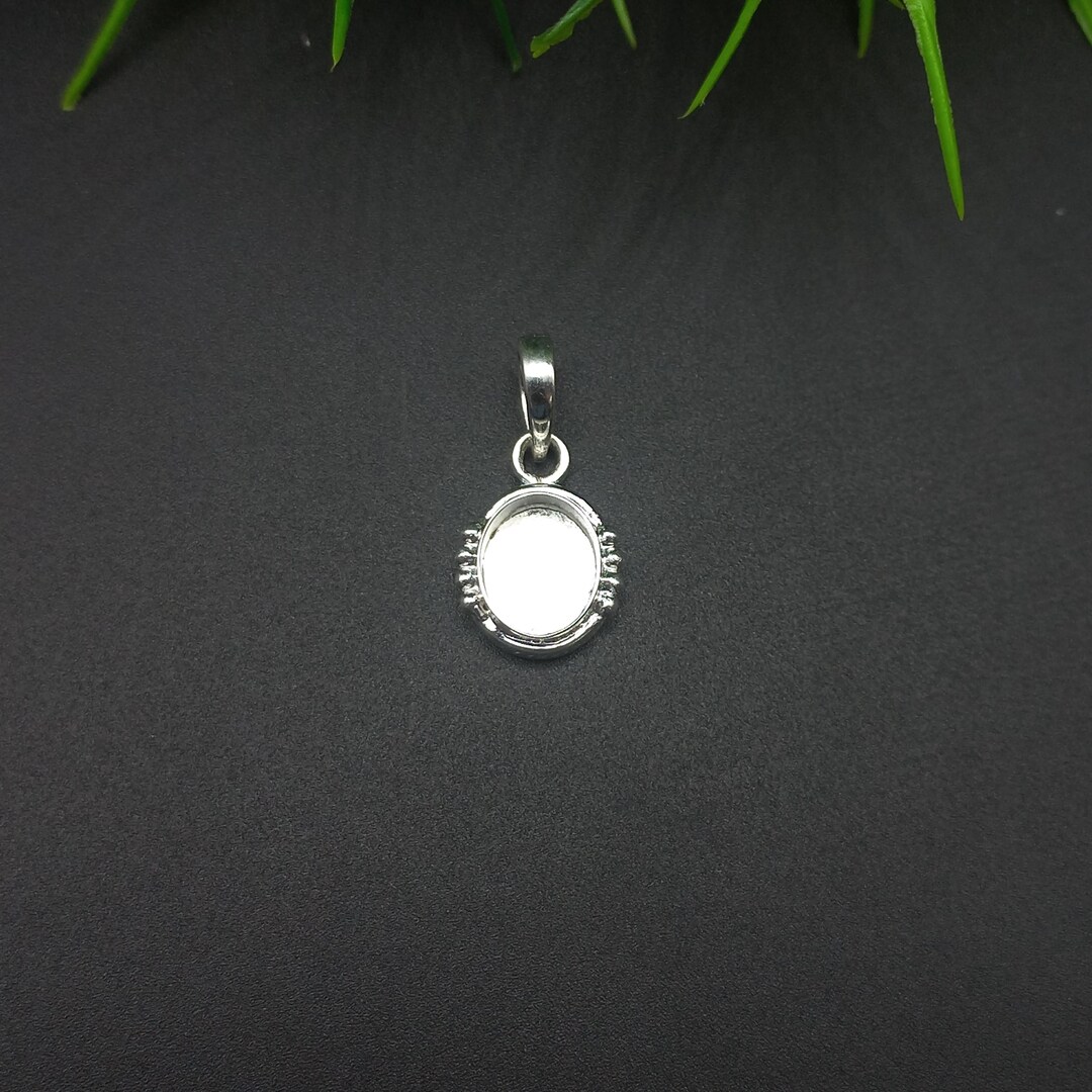 Sterling Silver Plated Oval Bezel Pendant, DIY Jewelry Setting (6x4 MM ...