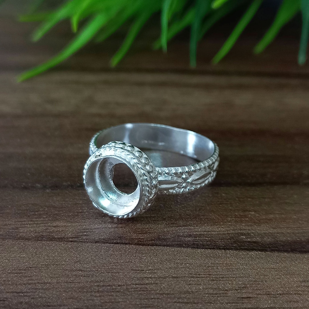 Solid 925 Sterling Silver Collet Ring Blank, DIY Jewelry Supplies (3 ...
