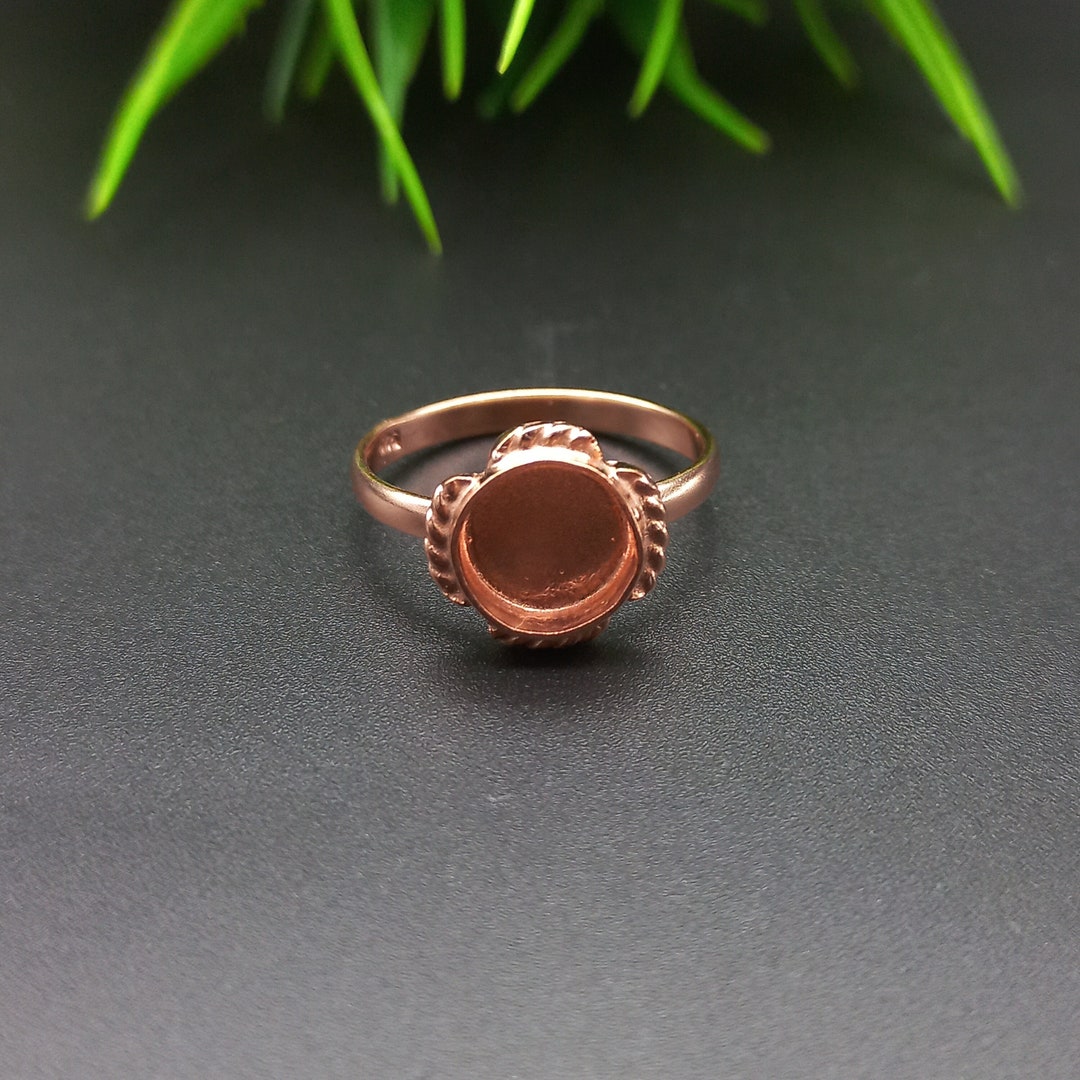 Rose Gold Plated Solid 925 Sterling Silver Collet Ring, DIY Bezel ...