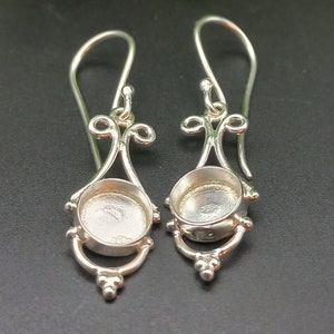 Solid 925 Sterling Silver Round Bezel Earring Setting, DIY Jewelry ...