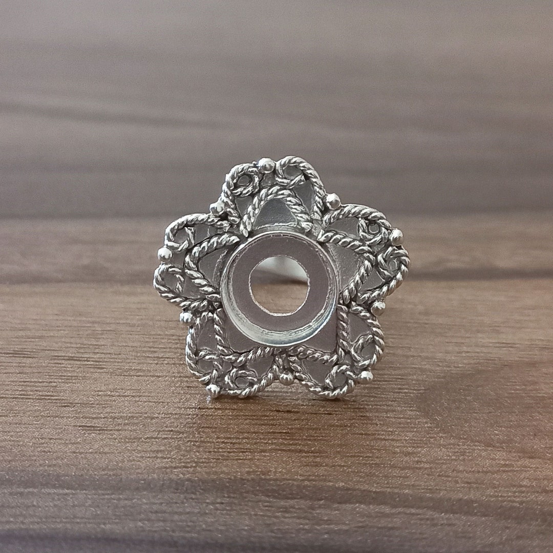Solid 925 Sterling Silver Collet Ring, Open Bezel Cup, DIY Jewelry ...