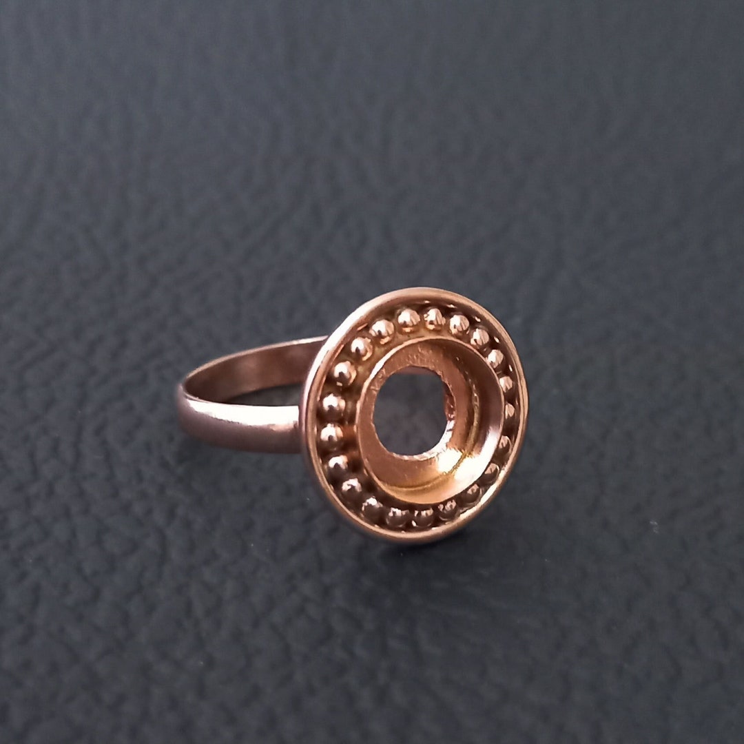 925 Sterling Silver Collet Ring, ROSE Gold Plated Superb Design Bezel ...