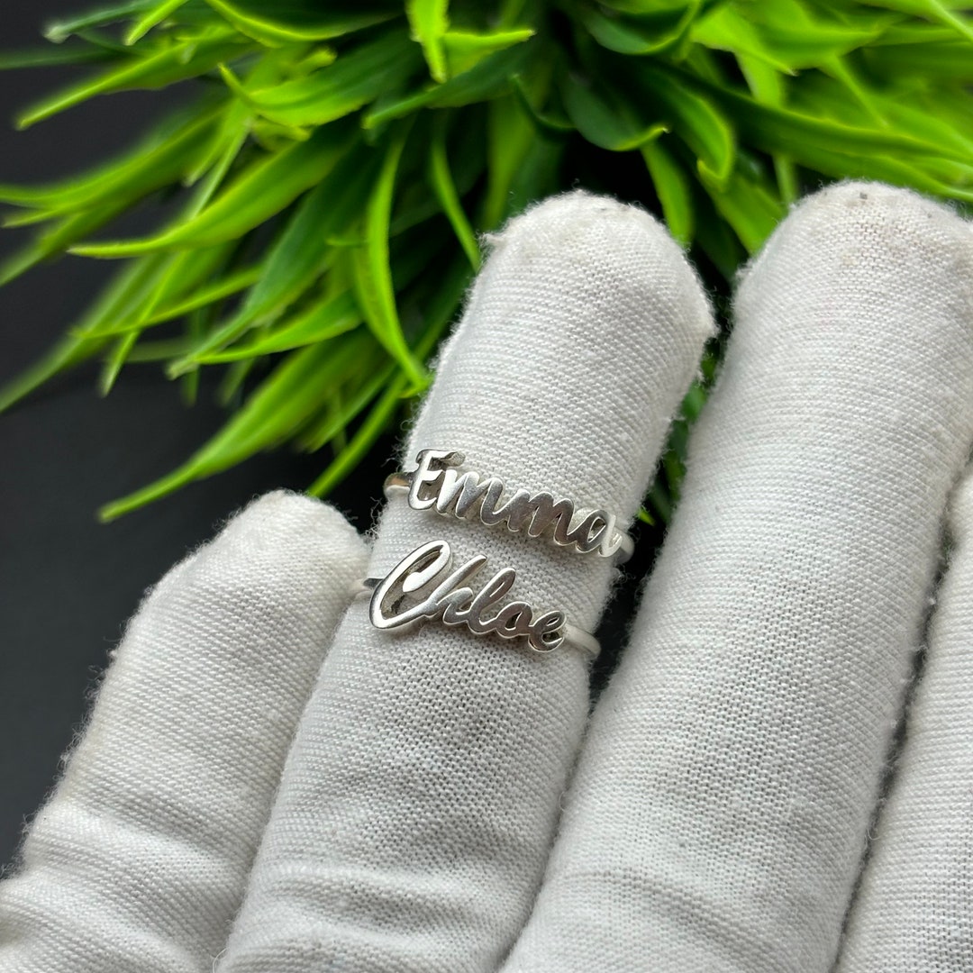 Personalized Name Ring • Solid 925 Sterling Silver Custom Initial Ring ...