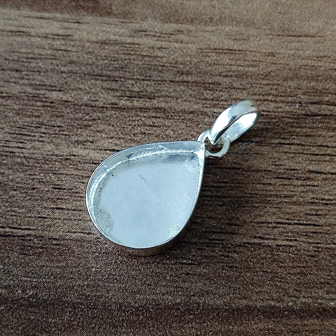 925 Sterling Silver Plain Bezel Cup Close Blank Collet Pear Pendant ...