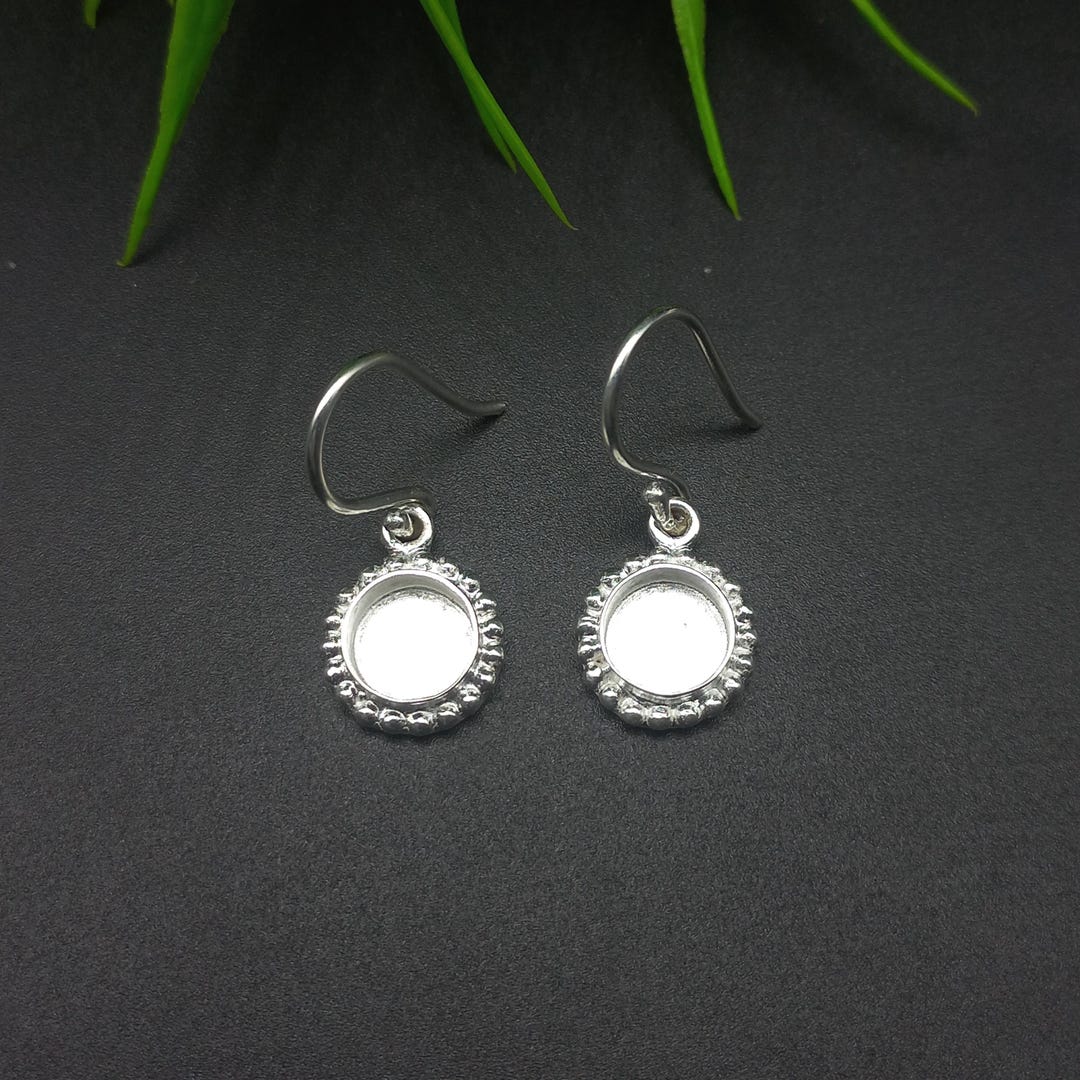 Sterling Silver Plated Round Bezel Earring Setting, DIY Jewelry (5x5 MM ...