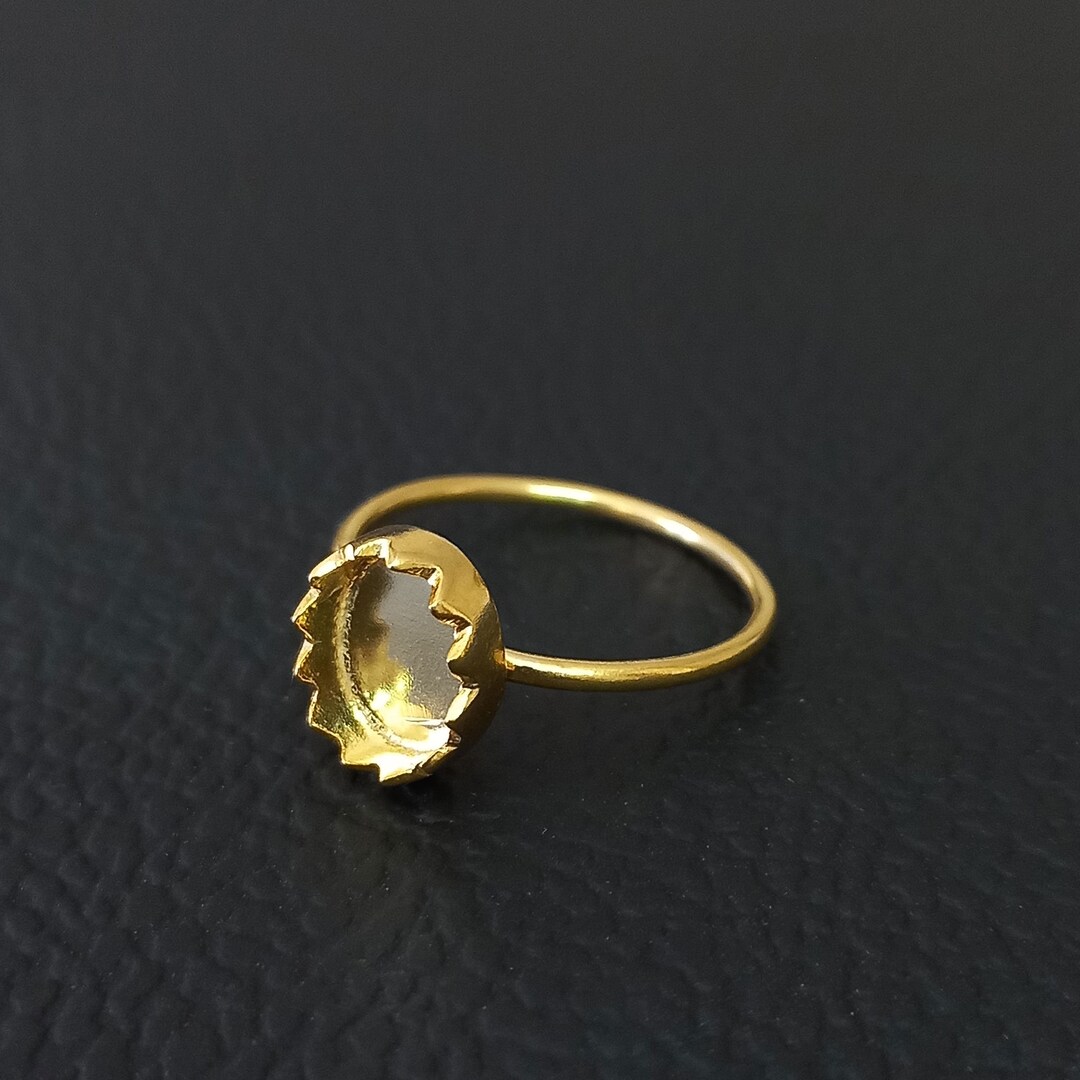 Gold Plated Solid 925 Sterling Silver Serrated Bezel Ring Blank, 6x4 ...