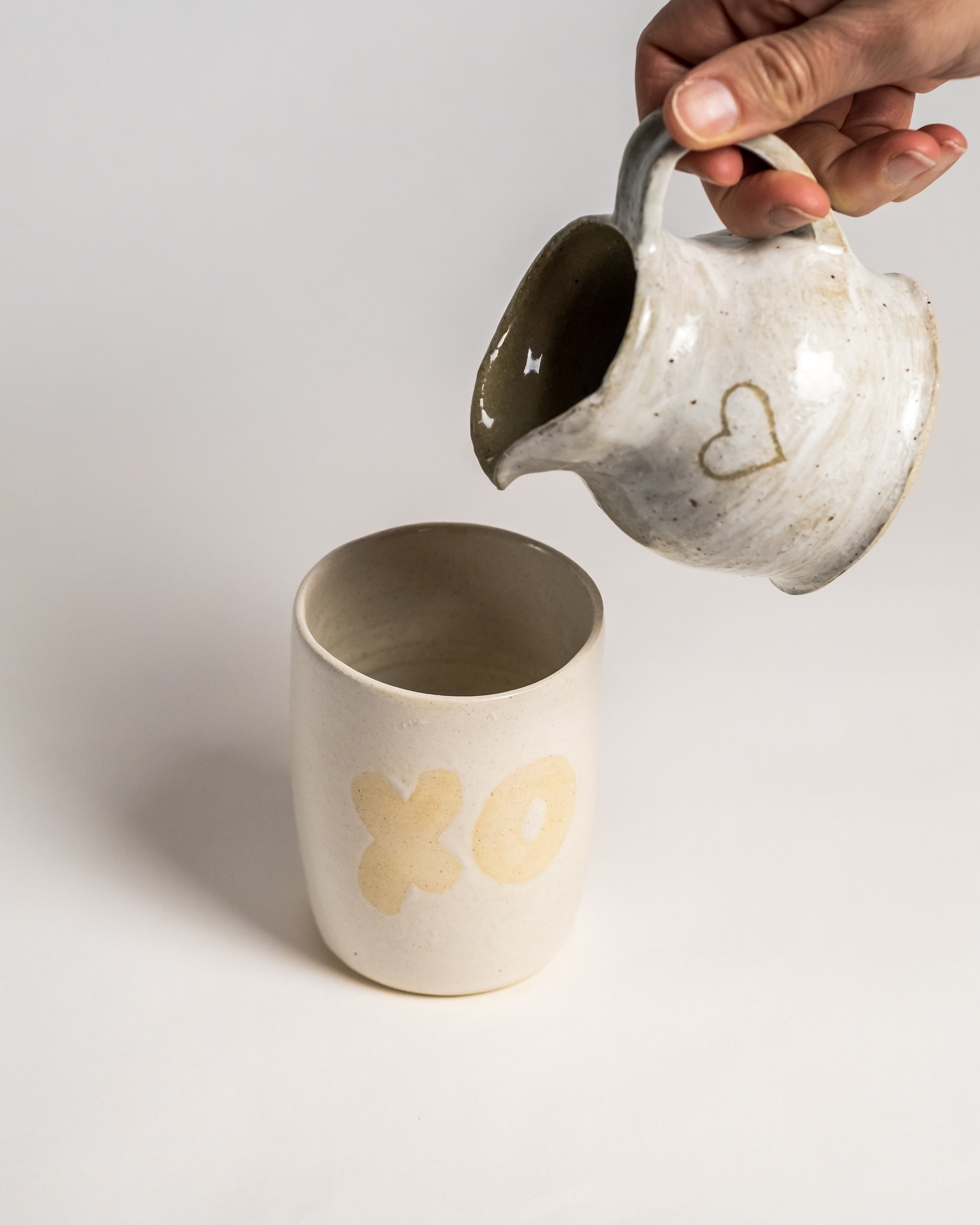 Handmade White Heart Milk Jug - Olena's Etched Ceramic Pitcher With ...