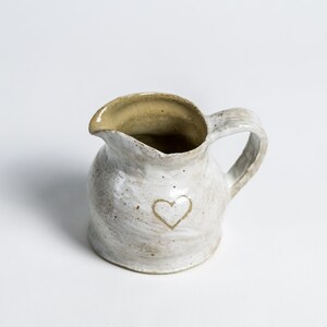 Handmade White Heart Milk Jug - Olena's Etched Ceramic Pitcher With ...