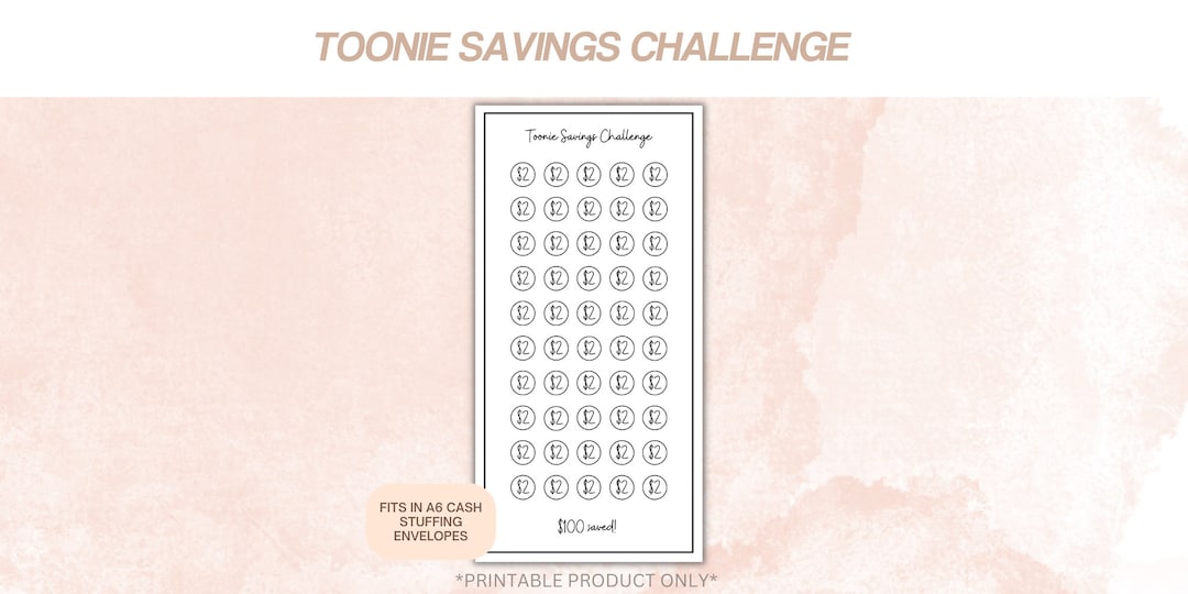 DIGITAL A6 Toonie Savings Challenge - Etsy