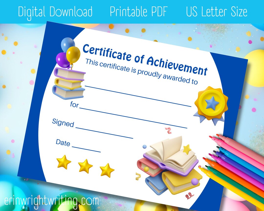 Kid's Certificate of Achievement, Child's Certificate of Achievement ...