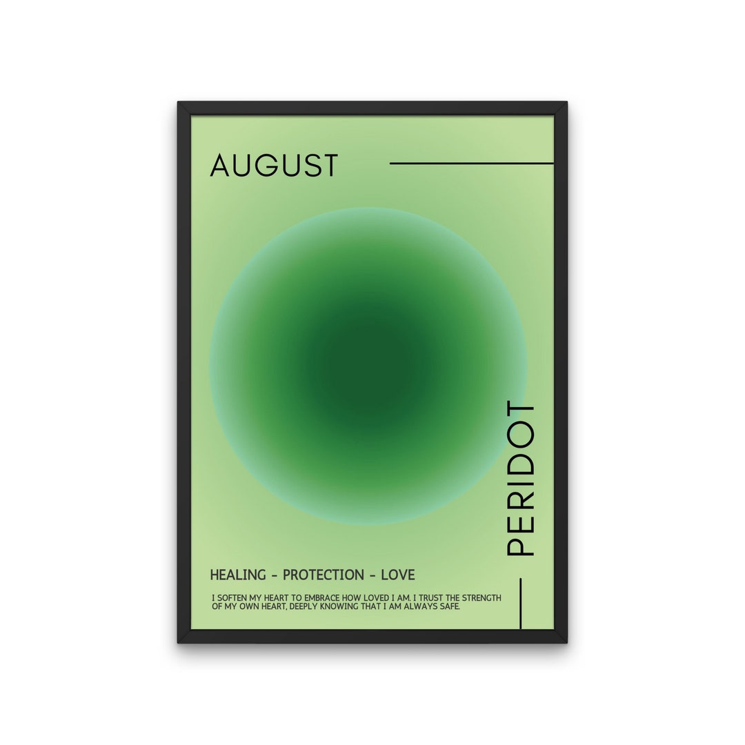 Birthstone of Month August, Peridot, Wall Art, Aura Poster, Affirmation ...