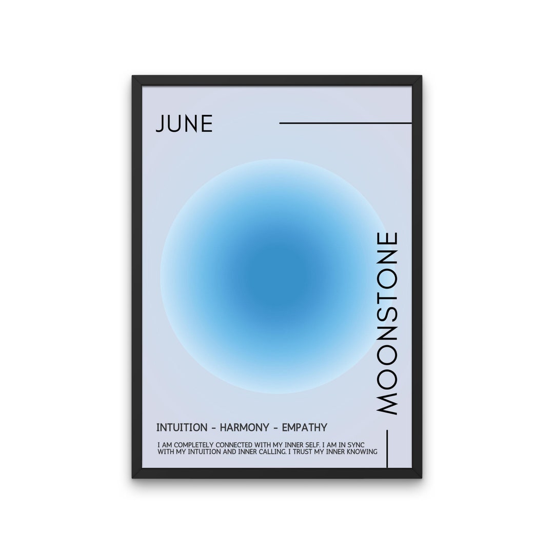Birthstone of Month June, Moonstone, Wall Art, Aura Poster, Affrimation ...