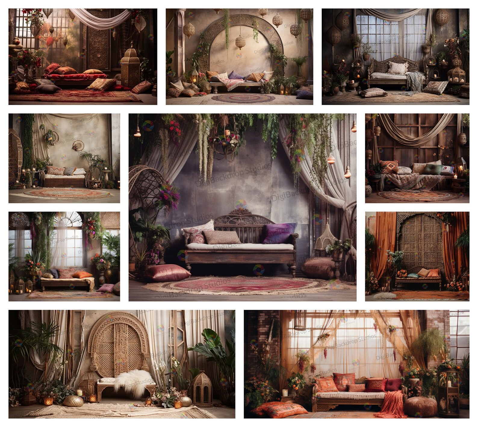 Bohemian Studio Backdrops: Rustic Autumn Photo Overlays (digital ...