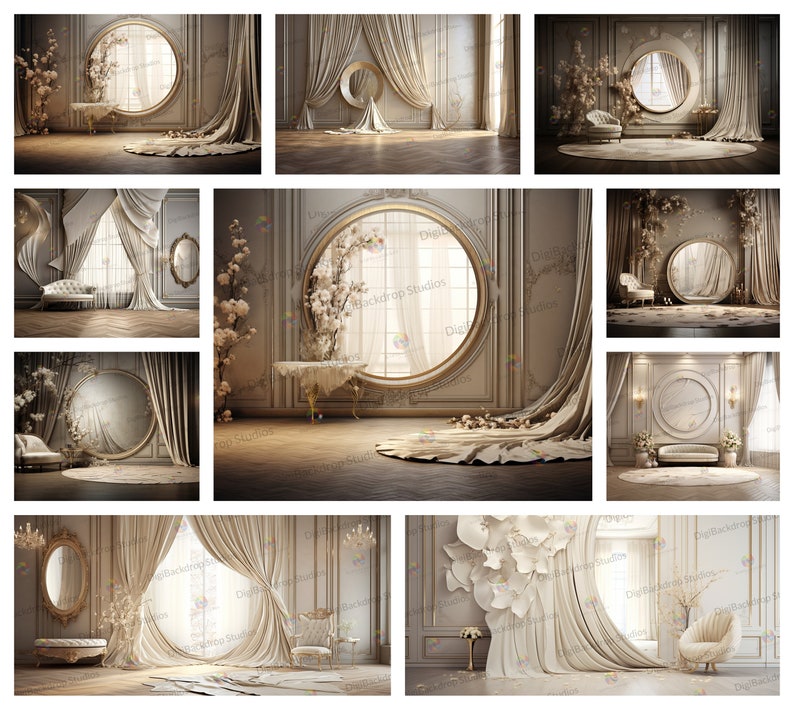 Opulent Floral Drapery Backdrops: High-res PNG/JPG for Canva, Photoshop ...