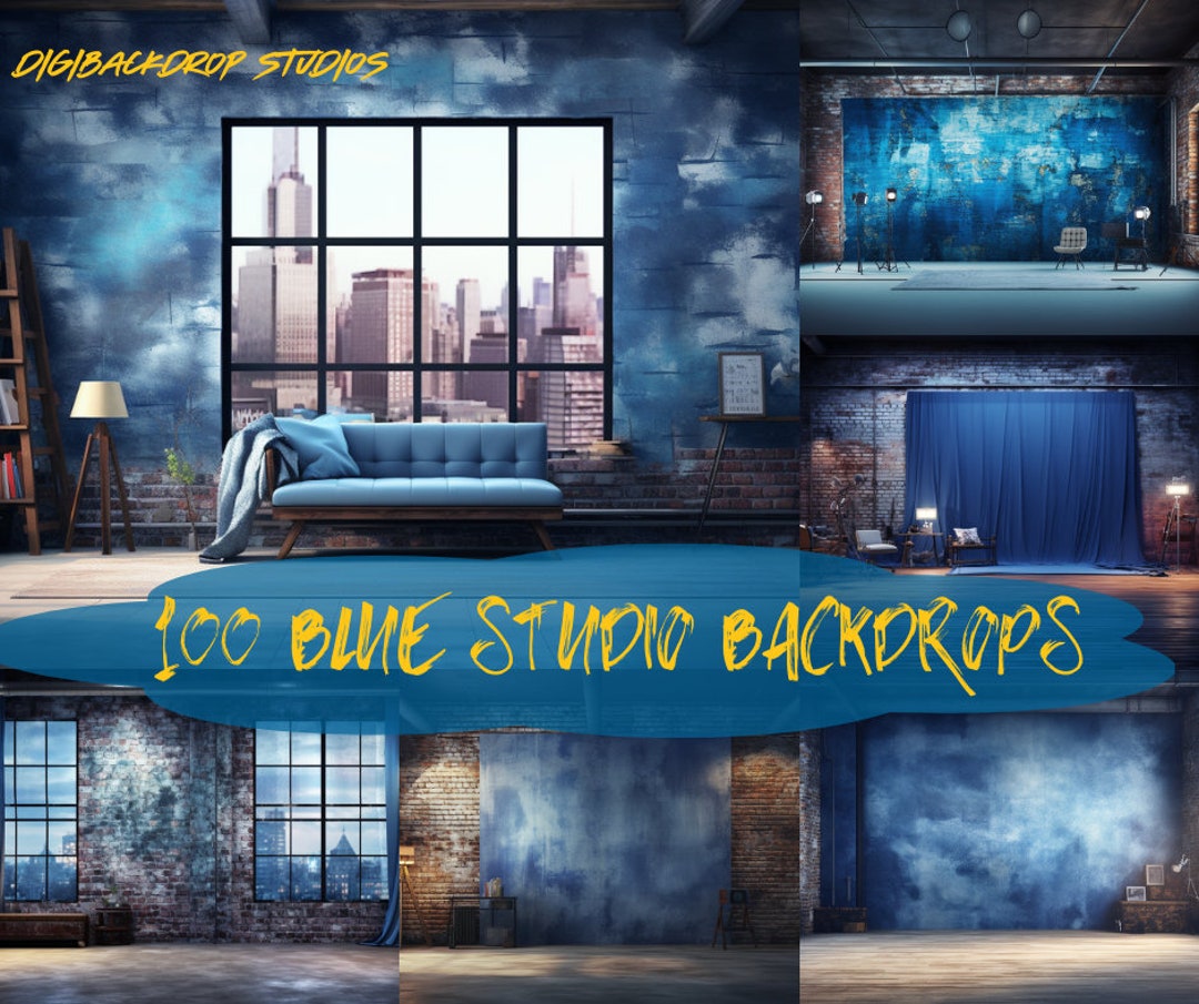 Blue Studio Digital Backdrops – High-res Photoshop & Canva Overlays ...