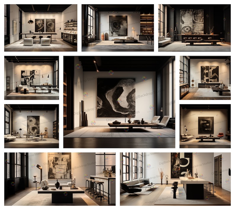 City Loft Digital Backdrops: Modern Urban Studio Backgrounds (PNG & JPG ...
