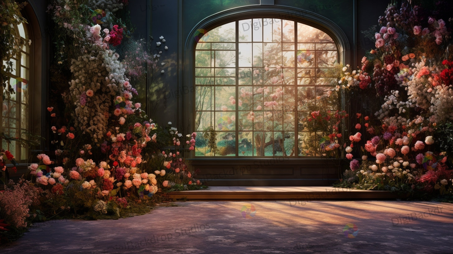 Floral Arch Digital Backdrops: Garden Photography Backgrounds (PNG/JPEG ...