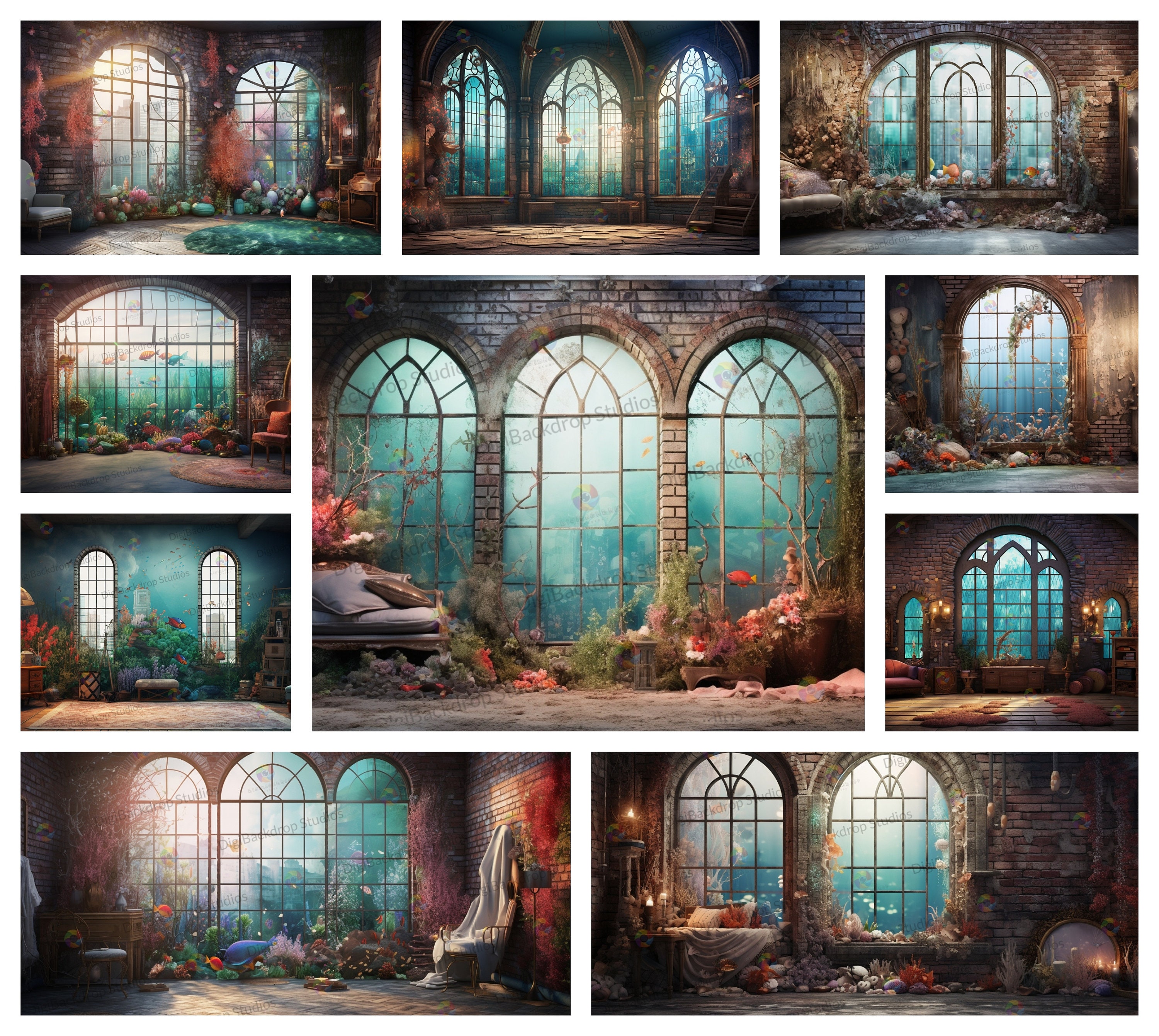 Fantasy Studio Backdrops: High-res PNG, JPG for Canva & Zoom (digital ...