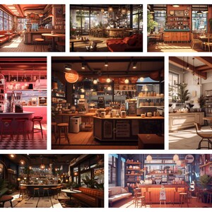 Modern Coffee Shop Digital Backdrops – Sleek Cafe Scenes for ...